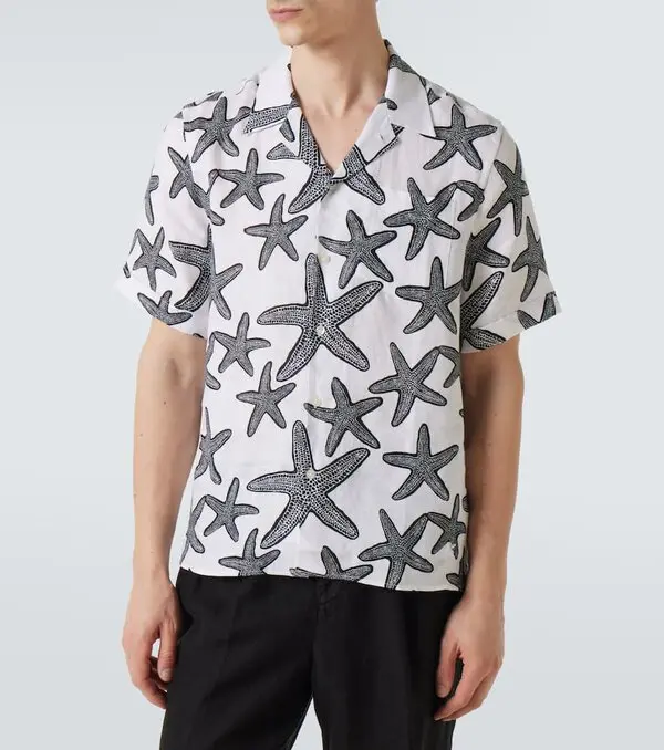 Vilebrequin Printed Linen Bowling Shirt - White