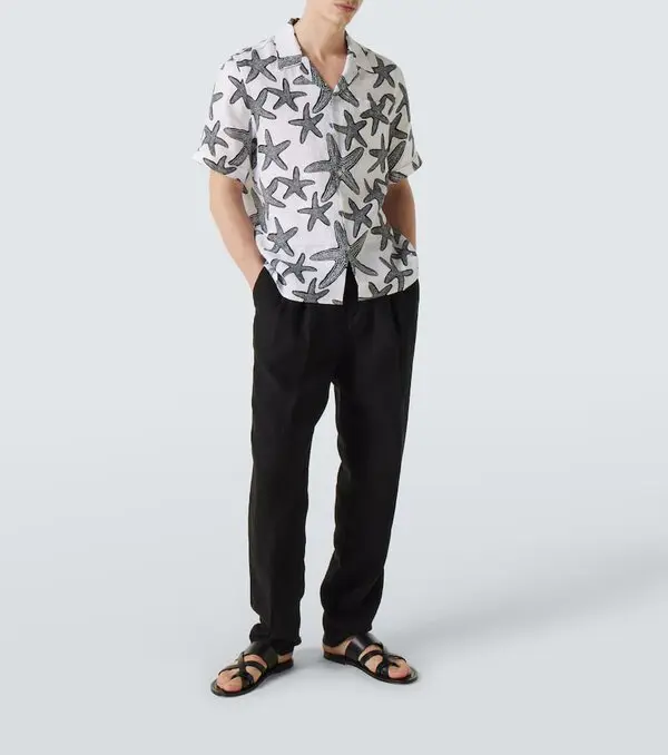 Vilebrequin Printed Linen Bowling Shirt - White