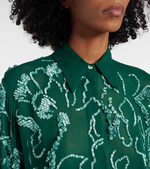 Dries Van Noten Embellished Semi-sheer Shirt