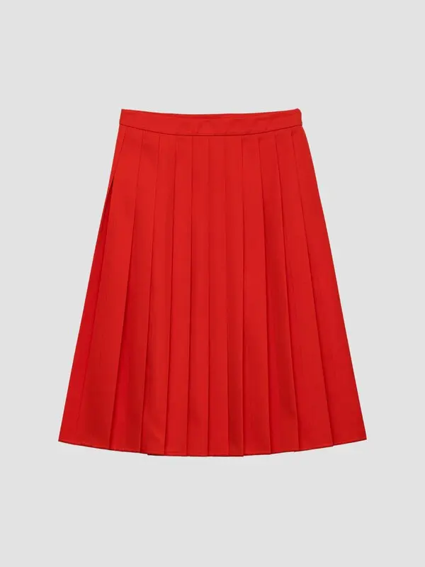 Prada Pleated Gabardine Midi-skirt