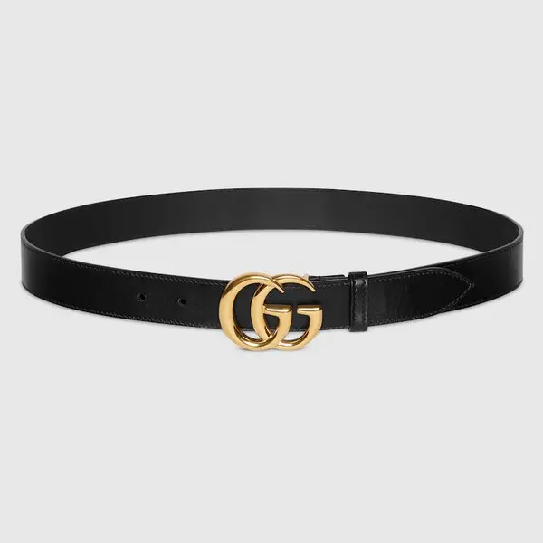 Gucci Gg Marmont Belt With Shiny Buckle - Black