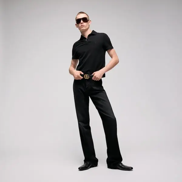 Gucci Gg Marmont Belt With Shiny Buckle - Black