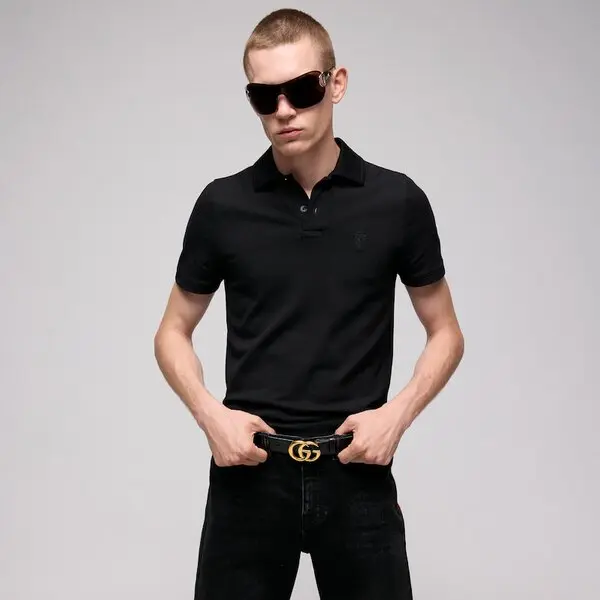 Gucci Gg Marmont Belt With Shiny Buckle - Black