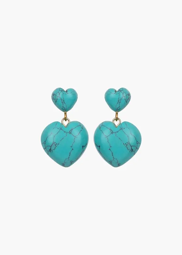 JENNIFER BEHR Arely Heart Drop Earrings - Turquoise
