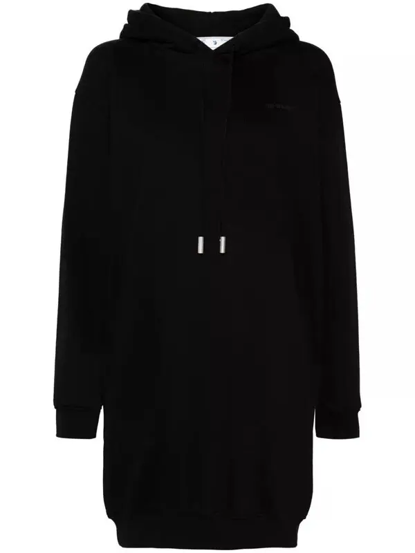 Off-White Logo-print Hoodie Dress - Black