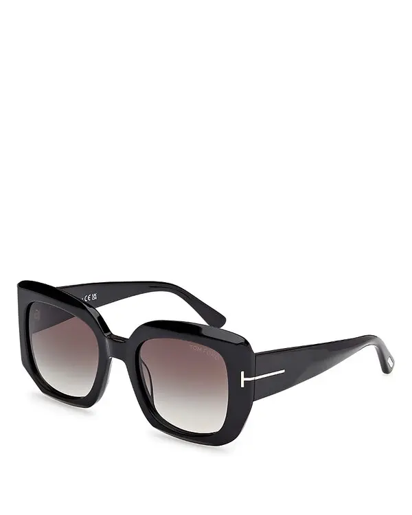 TOM FORD Carla Square Sunglasses - Black/smoke