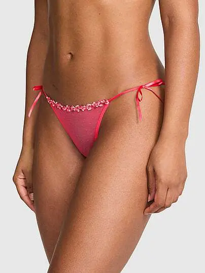 Pink Lace String Bikini Panty - Pink