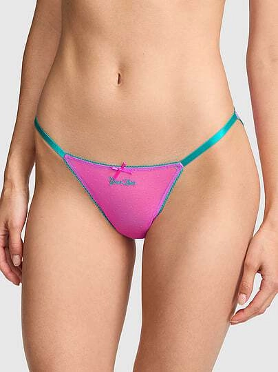 Pink Lace String Bikini Panty - Pink
