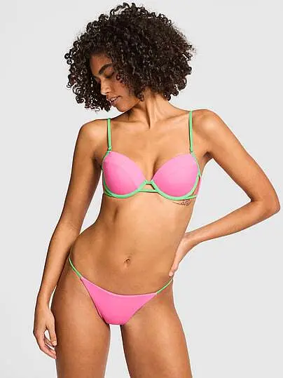 Pink Strappy Push-up Bikini Top - Pink