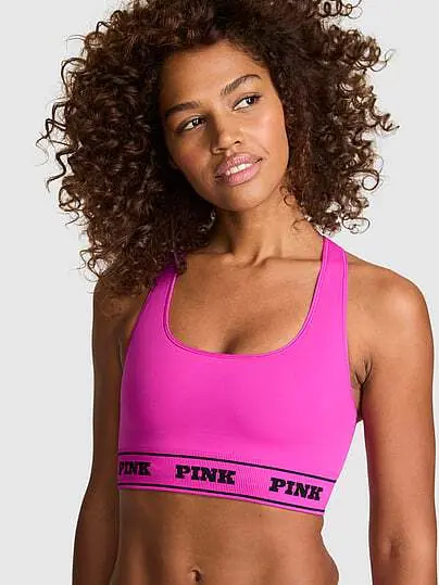 Pink Seamless Reversible Sports Bra - Pink