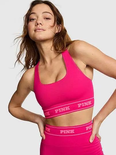 Pink Seamless Reversible Sports Bra - Pink