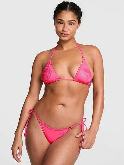 Pink Triangle String Bikini Top - Pink