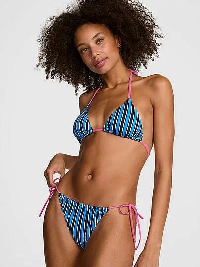 Pink Triangle String Bikini Top - Print