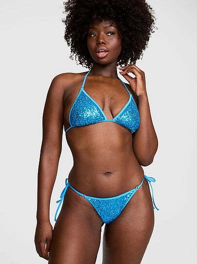 Pink Reversible Triangle String Bikini Top - Print