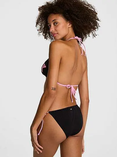 Pink Side-tie Cheeky Bikini Bottom - Multicolored