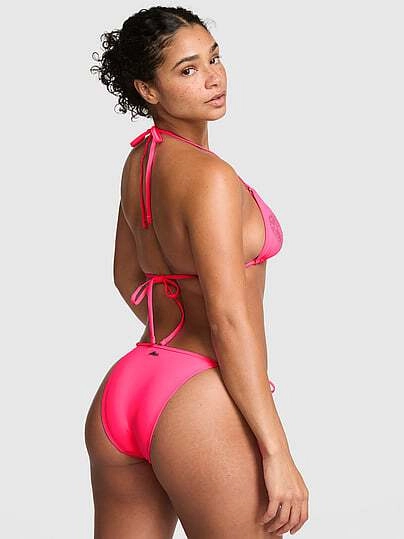 Pink Side-tie Cheeky Bikini Bottom - Pink
