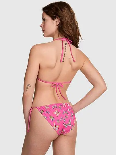 Pink Side-tie Cheeky Bikini Bottom - Print