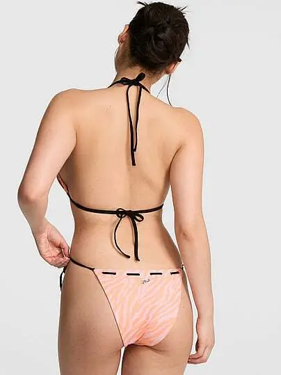 Pink Laced Side-tie Bikini Bottom - Print