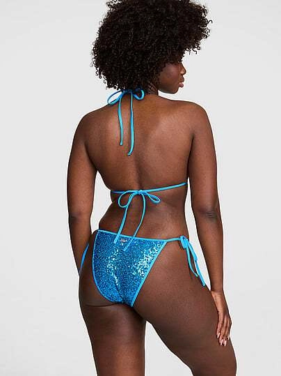 Pink Side-tie Bikini Bottom With Diamanté Details - Print