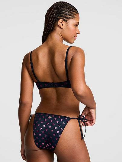 Pink Laced Side-tie Bikini Bottom - Print