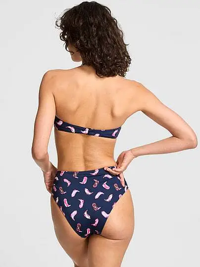 Pink High-leg Cheeky Bikini Bottom - Print
