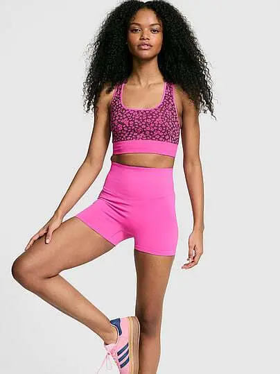 Pink Seamless Logo Bike Shorts - Pink