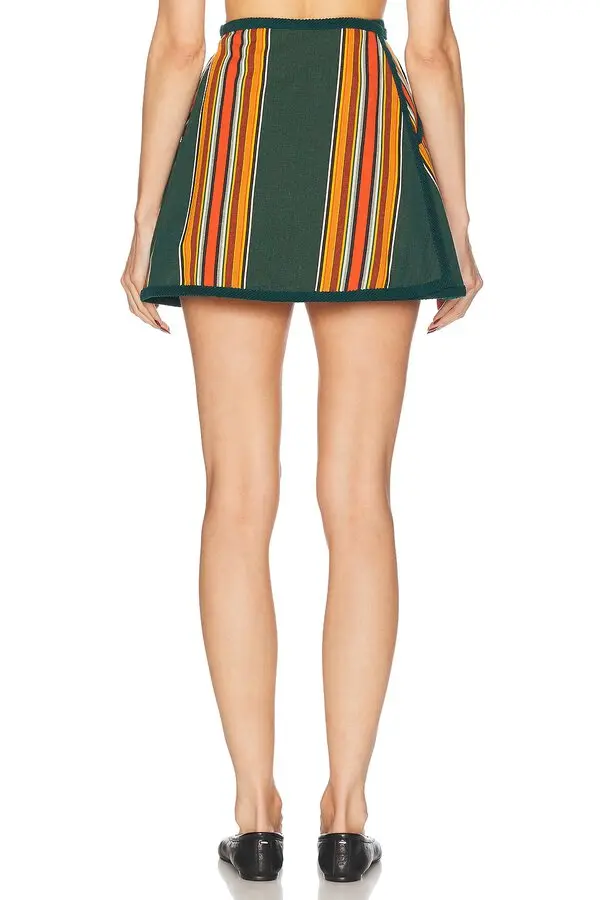 BODE Parakeet Stripe Skirt - Green Multi