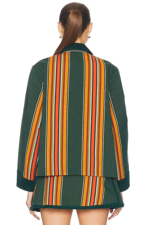 BODE Parakeet Stripe Craft Jacket - Green Multi