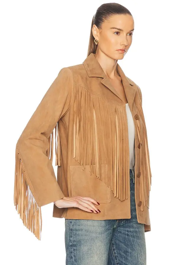 LoveShackFancy Geraline Leather Jacket - Camel