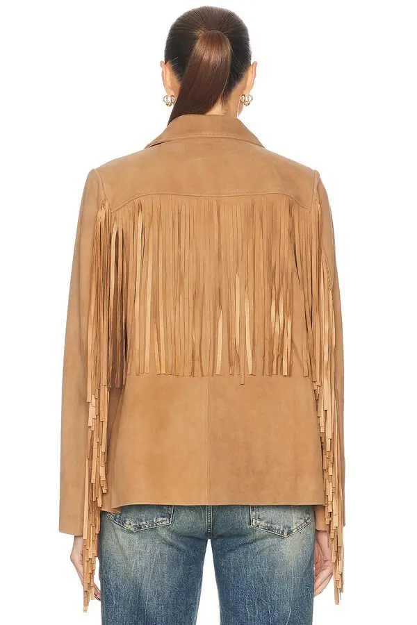 LoveShackFancy Geraline Leather Jacket - Camel