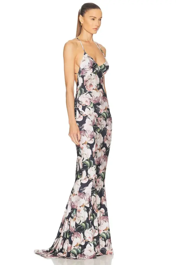 Norma Kamali Low Back Slip Fishtail Gown