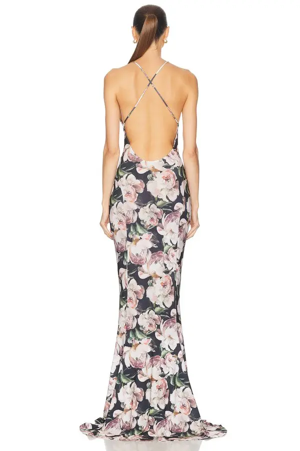 Norma Kamali Low Back Slip Fishtail Gown