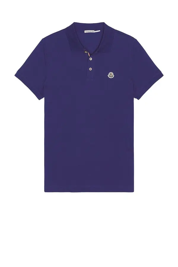 Moncler Short Sleeve Polo In Navy - Blue