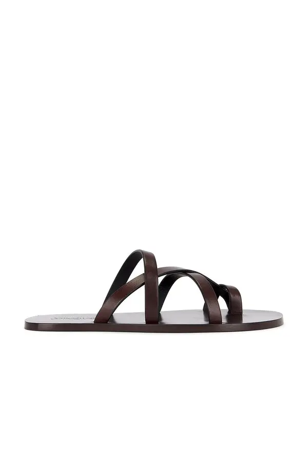 Saint Laurent Culver Flat Sandal - Ultra Dark Brown