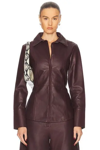 ST. AGNI Leather Panelled Shirt