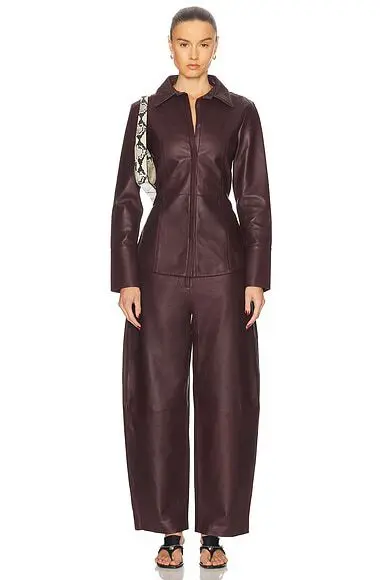 ST. AGNI Leather Panelled Shirt
