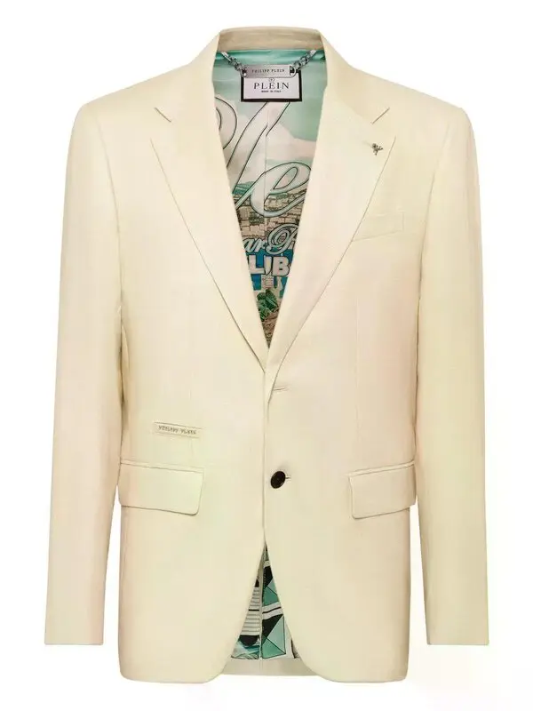 Philipp Plein Single Breasted Blazer - White