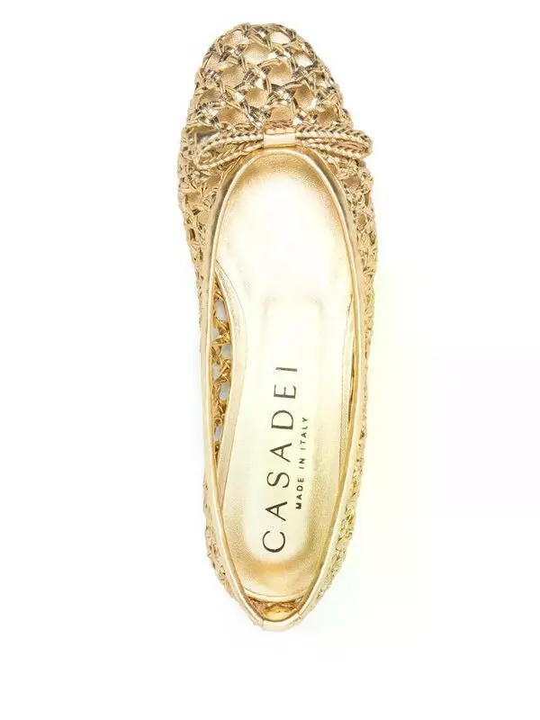 Casadei Woven Ballet Flats - Gold