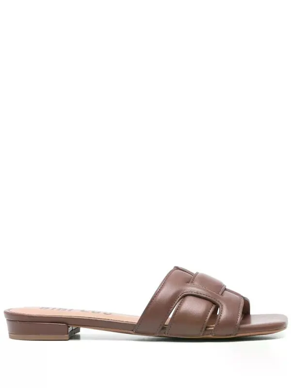 BIBI LOU Leather Cut-out Sandals - Brown