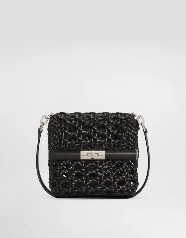 Dolce & Gabbana Woven Straw Handbag - Black