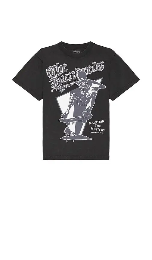 THE HUNDREDS Skull Mountain Tee In Black - Washed Black