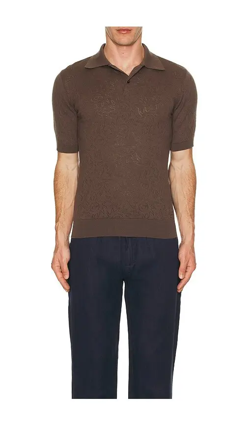 FAR AFIELD Belser Knitted Polo In Brown
