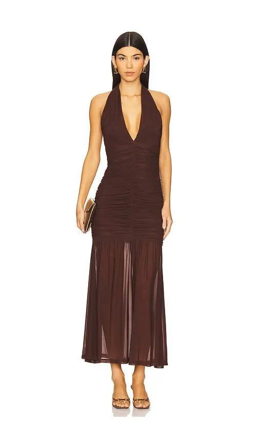 Bardot X Sephera Halter Mesh Midi Dress