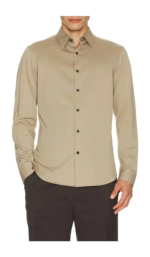 Theory Sylvain Structure Knit Shirt In Grey - Feather