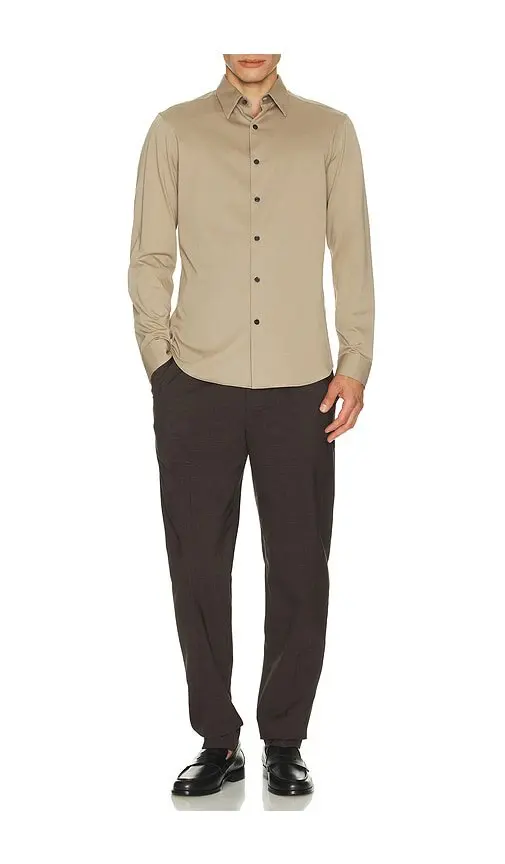 Theory Sylvain Structure Knit Shirt In Grey - Feather