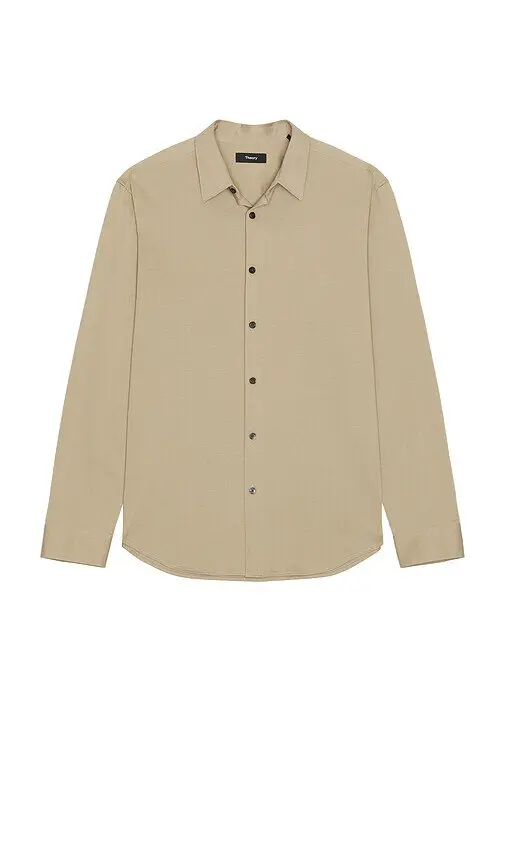 Theory Sylvain Structure Knit Shirt In Grey - Feather