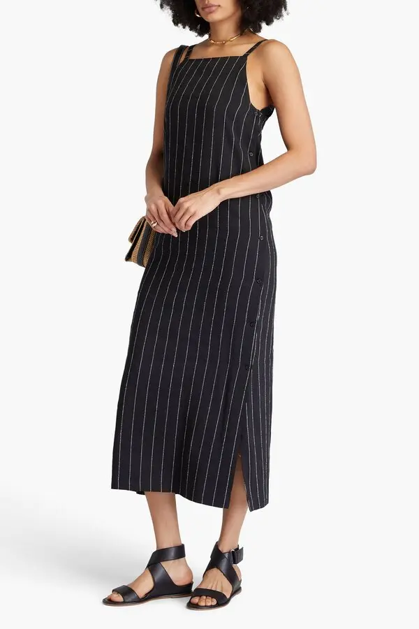 Loulou De Saison Loulou Studio Etta Striped Twill Midi Dress