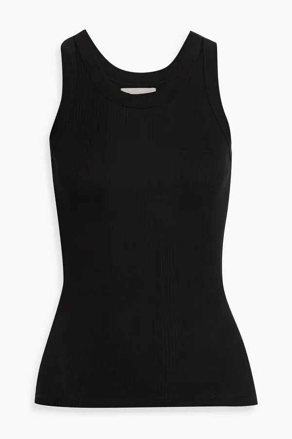 Loulou De Saison Limba Ribbed Cotton Tank - Black