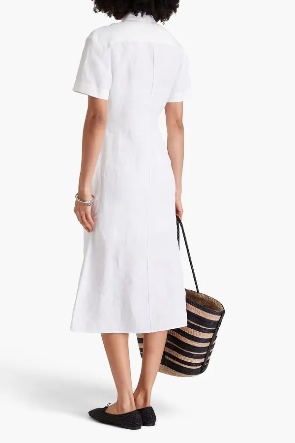 Theory Linen Midi Shirt Dress - Ivory - 65% Off | Editorialist