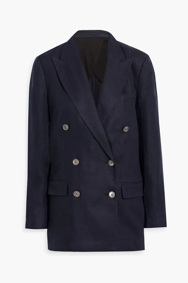ALEX MILL Anna Double-breasted Linen-twill Blazer - Navy